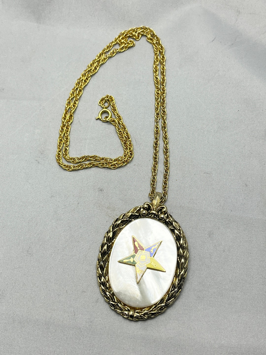 Vintage Shell Enamel Masonic Order of the Eastern Star Necklace - Etsy