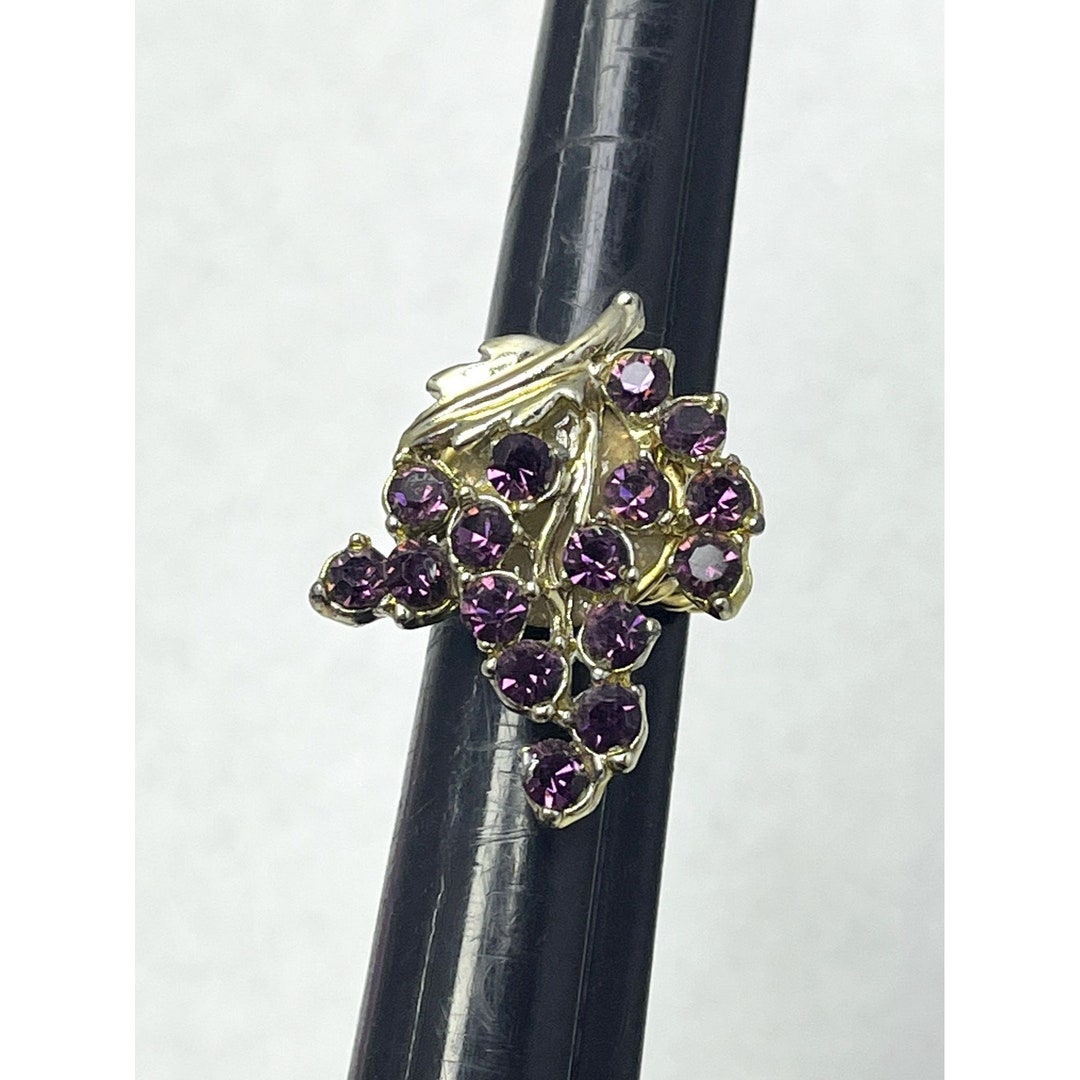 Vintage Purple Rhinestone Grape Ring - Etsy