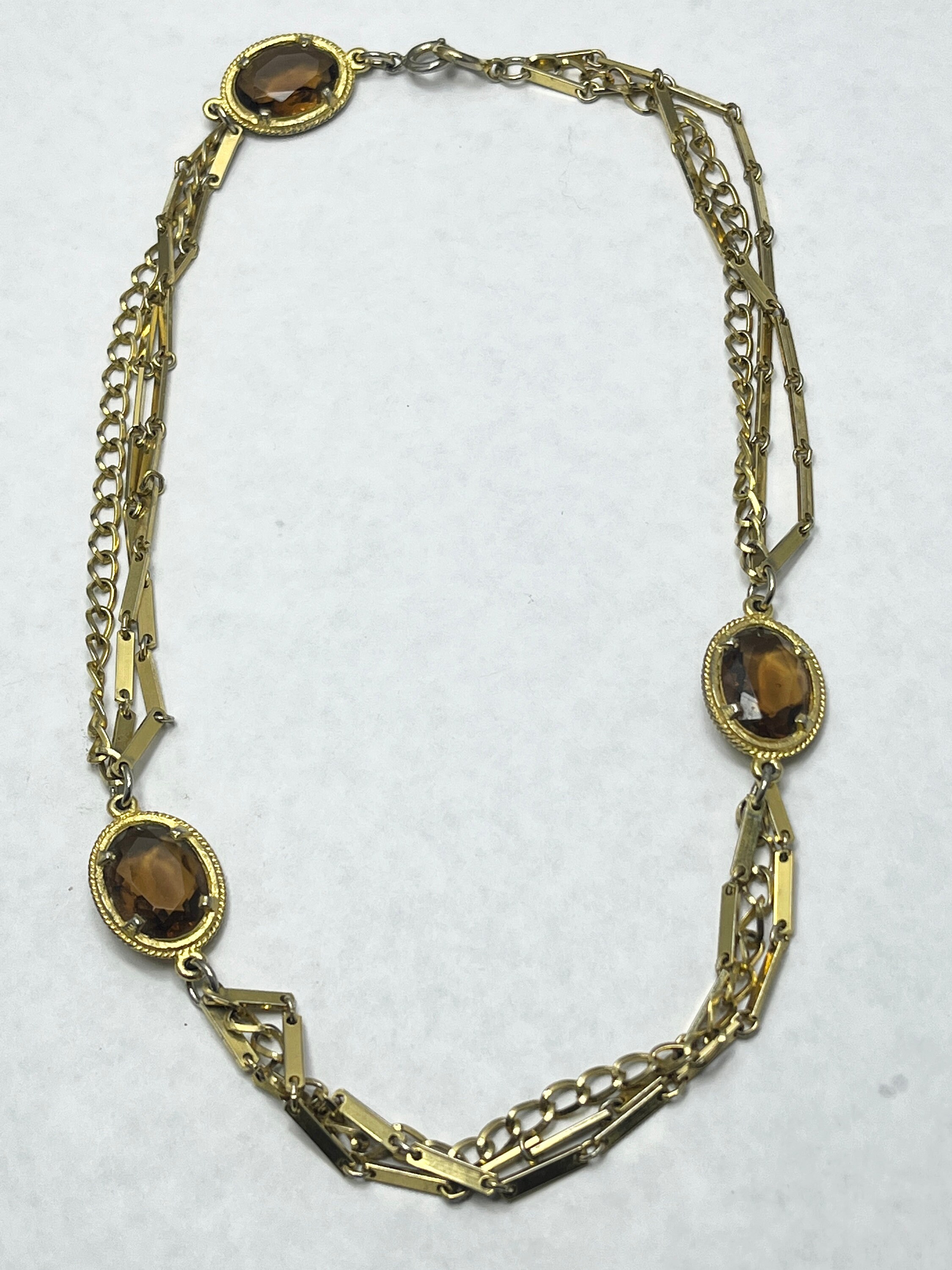 Vintage Brown Glass Multi Strand Chain Necklace - Etsy