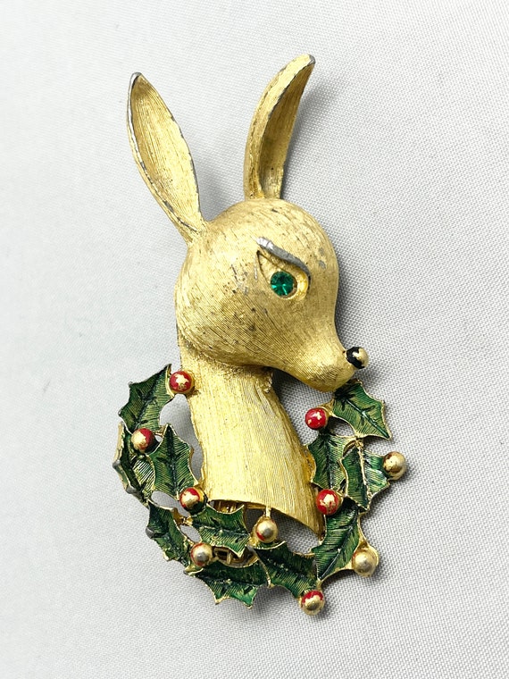 vintage enamel reindeer brooch - Gem