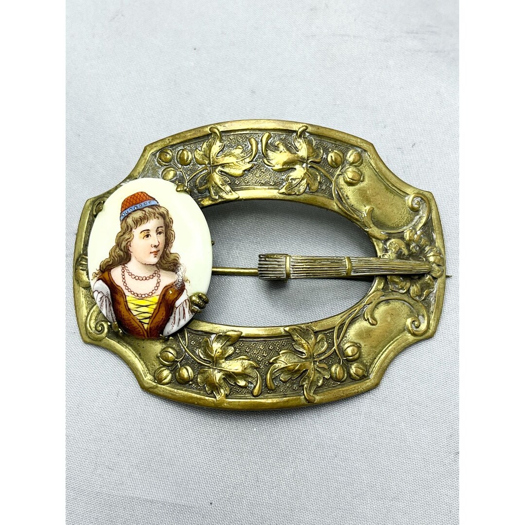 Antique Porcelain Portrait Sash Pin Brooch - Etsy