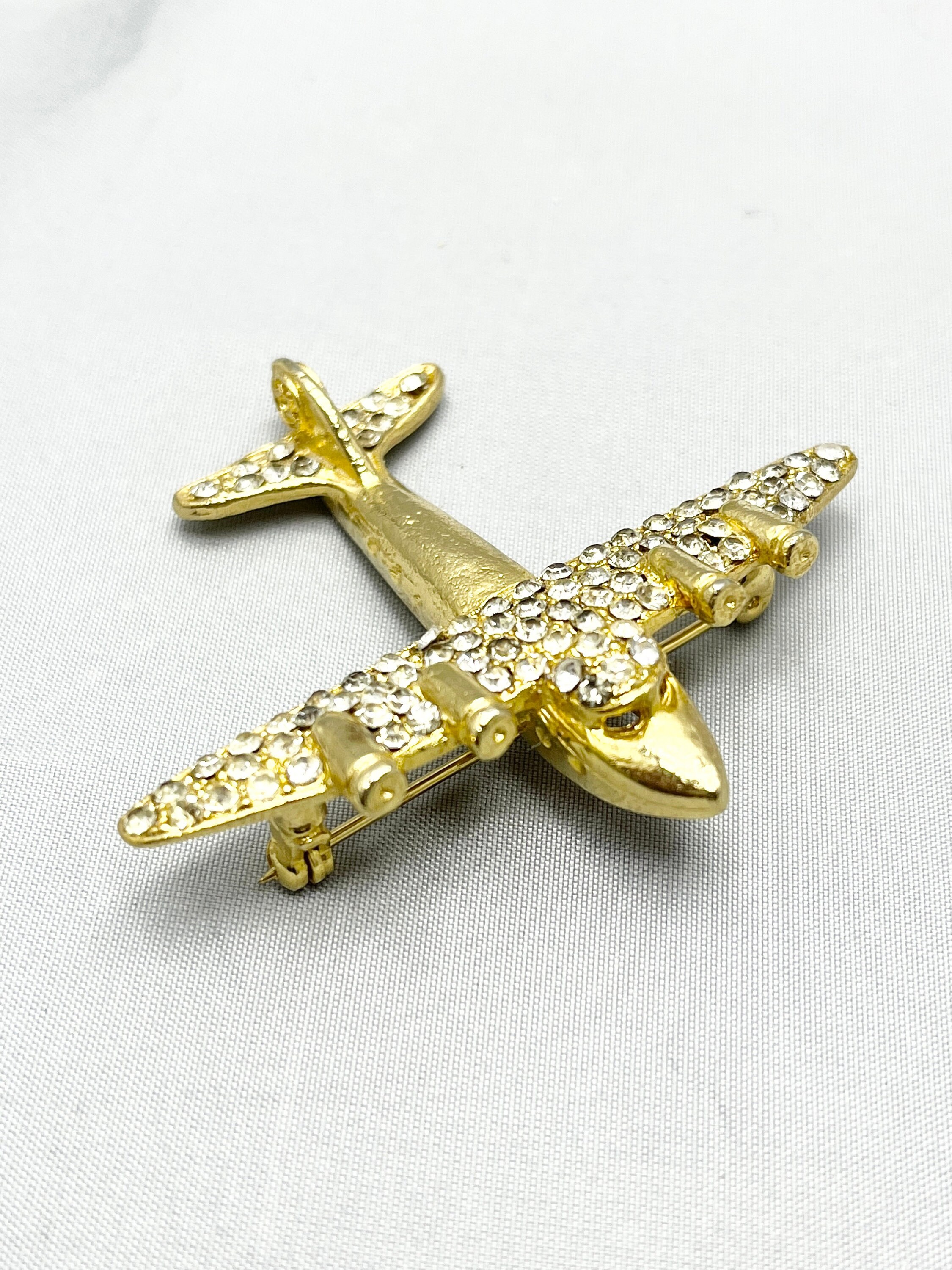 Vintage Wendy Gell Rhinestone Airplane Brooch Pin - Etsy