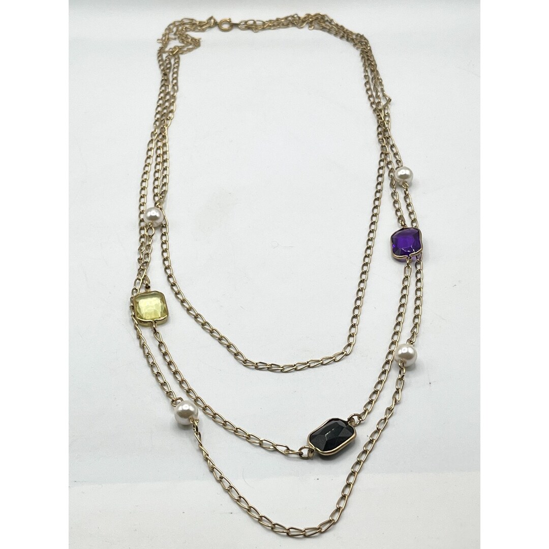 Vintage Pearl and Crystal Double Strand Necklace - Etsy