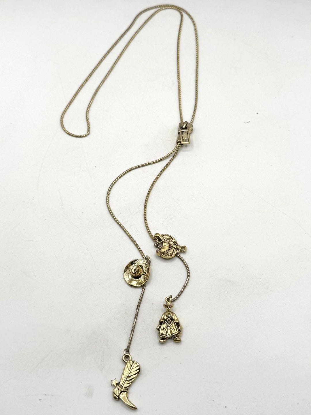 Gold Zipper Western Cowboy Tassel Charm Necklace - Etsy