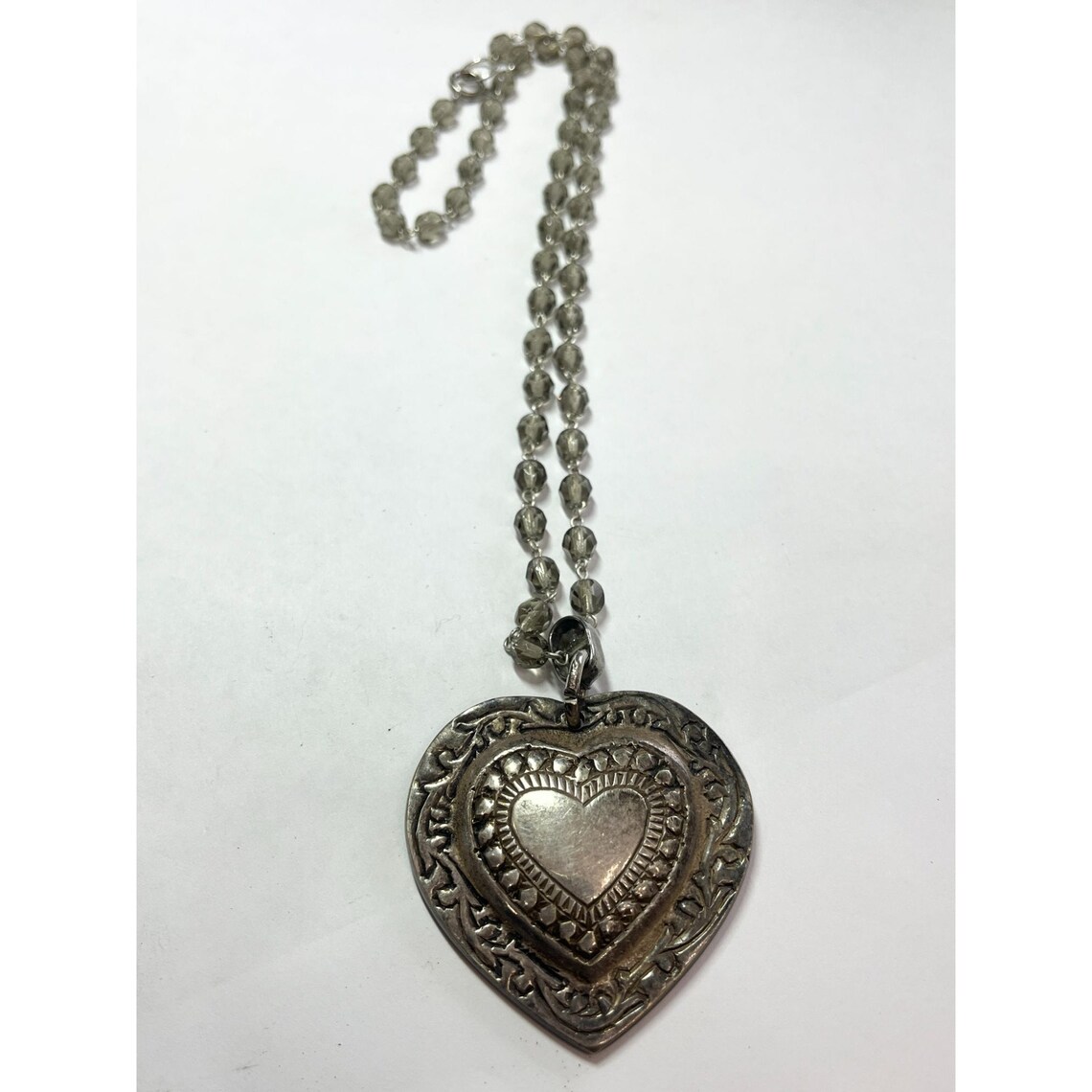 Vintage Crystal Heart Pendant Necklace - Etsy