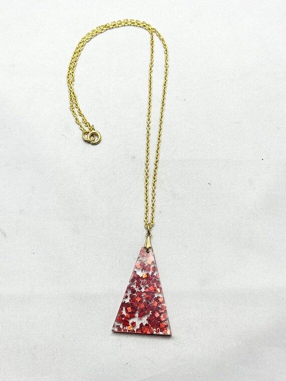 Vintage red lucite glitter - Gem