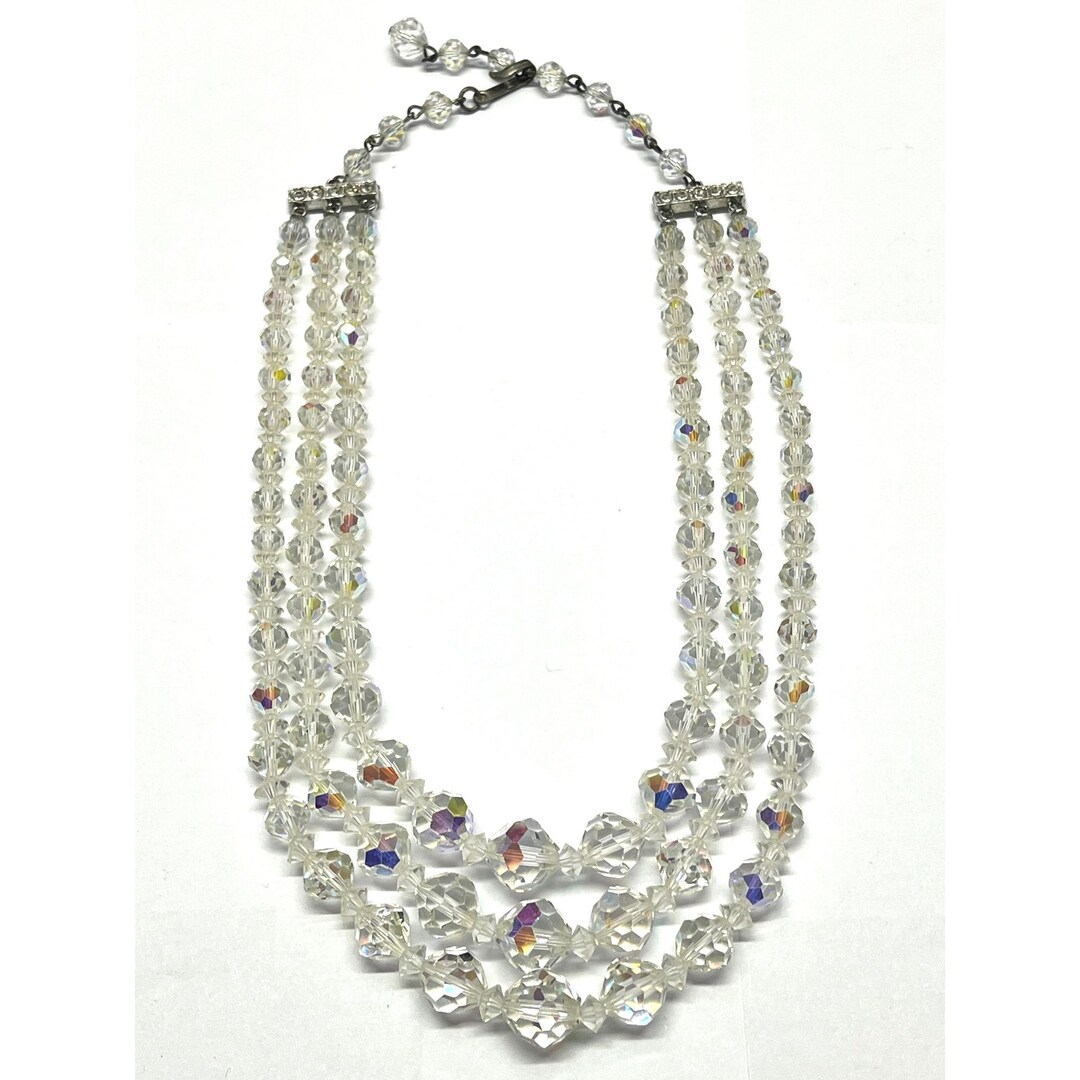 Vintage Laguna Rhinestone Three Strand Crystal Necklace - Etsy