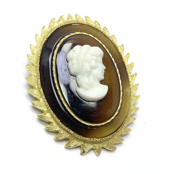 Brown cameo brooch store