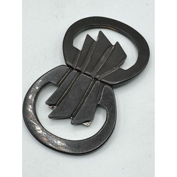 Vintage interlocking two piece art deco black belt bu… - Gem