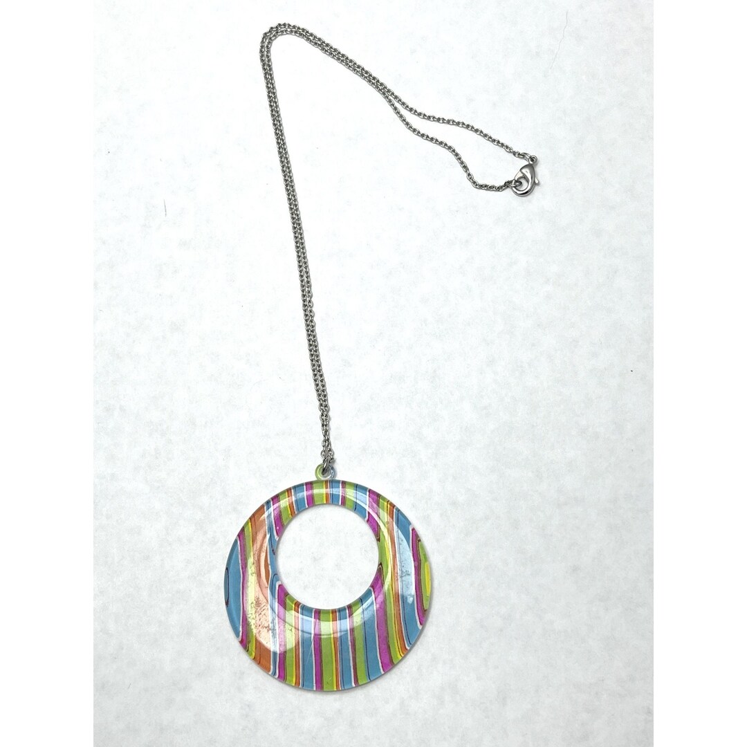 Vintage Reversible Plastic Pendant Necklace - Etsy