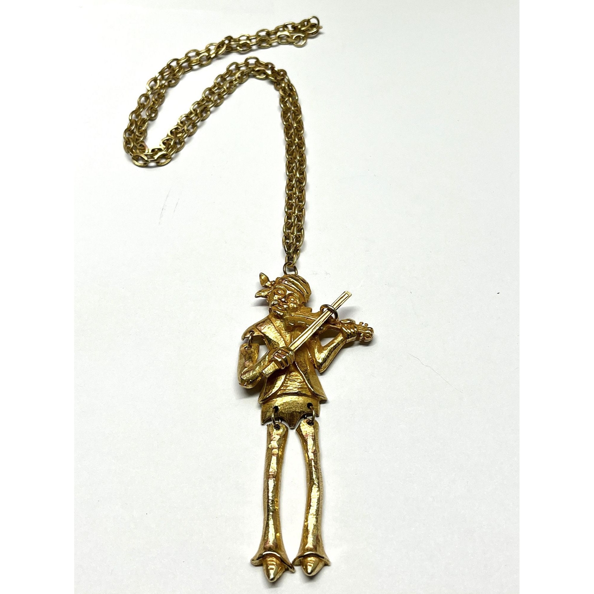 Vintage Gold Music Man Articulating Pendant Necklace - Etsy