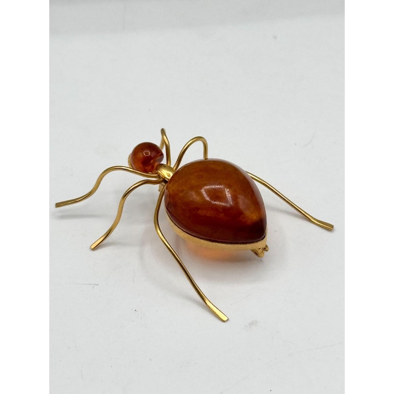 Vintage Amber Stone Spider Bug Insect Brooch Pin - Etsy