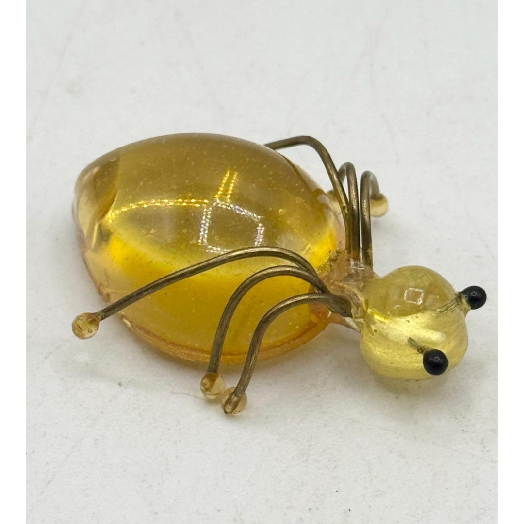 Vintage Lucite Amber Bug Insect Brooch Pin - Etsy