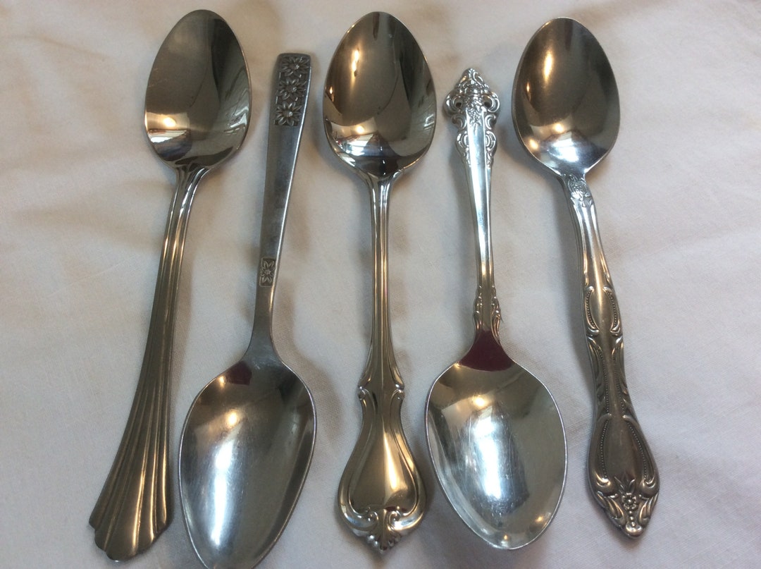 Vintage 5pc Mismatched Dessert \ Tea Spoons Flatware Silverware ...