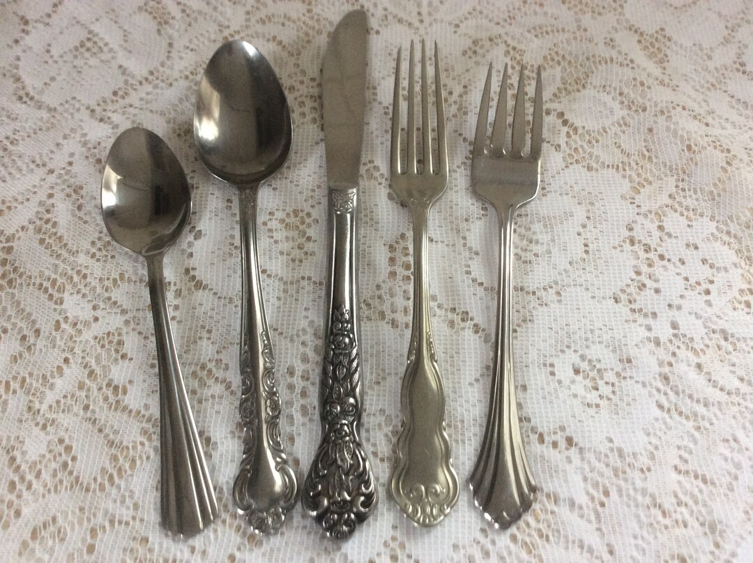Vintage Mismatched Flatware Silverware Stainless Set - Etsy