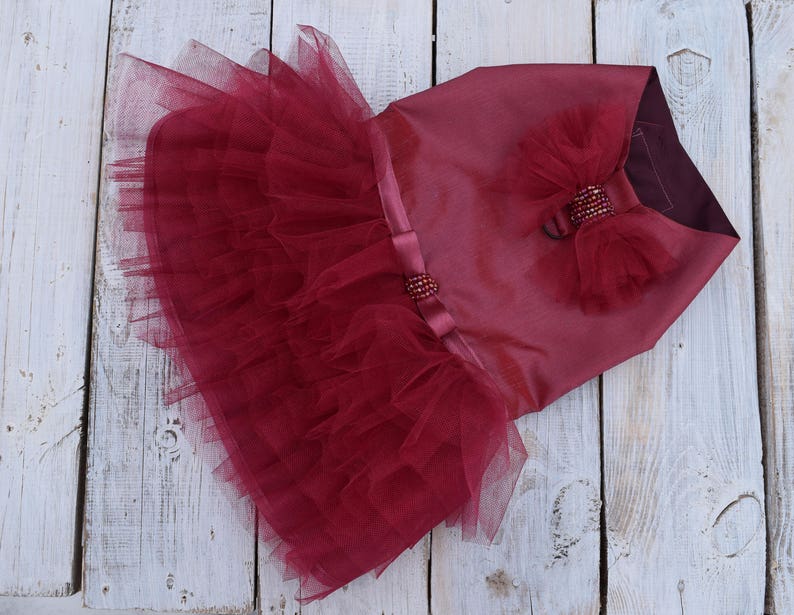 Small Dog Dress, Red Dog Outfit, Red Tulle Skirt, Dog Wedding Party ...