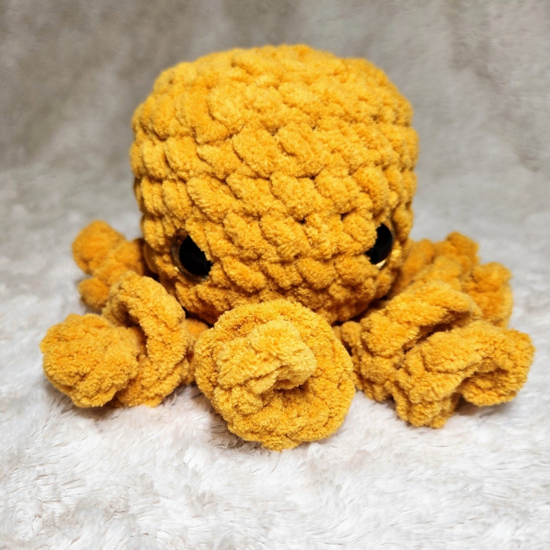 Yellow Octo Stuffie Medium Handmade Crochet Stuffed Animal Plushie Toy - Etsy