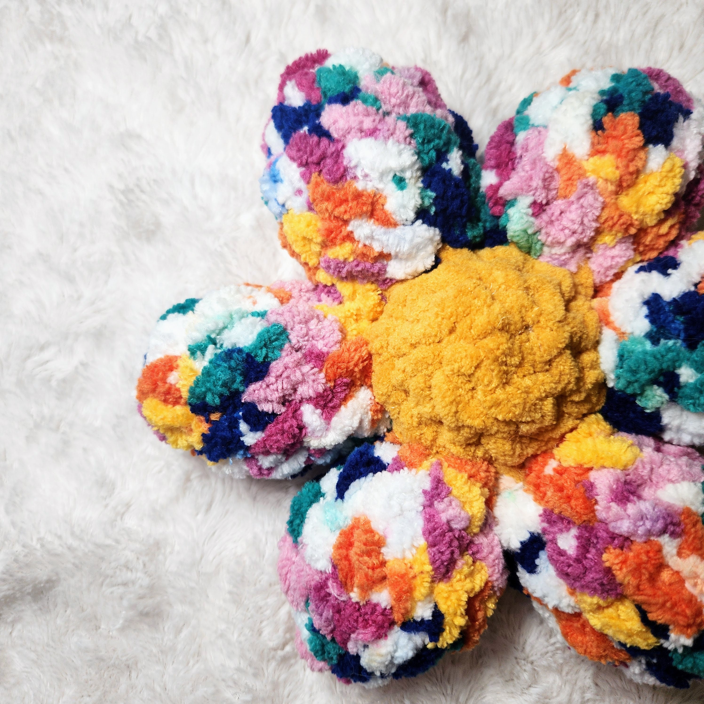 Crochet Flower Plushie 6-inch | Handmade Amigurumi Flower | Rainbow ...