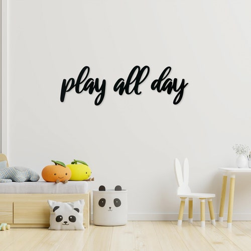 Play All Day Sign Playroom Wood Sign Toy Room Decor Daycare - Etsy