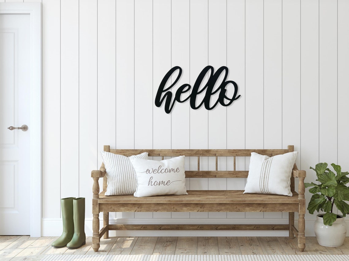 Wooden Hello Sign Hello Wreath Sign Wood Word Cutouts DIY - Etsy