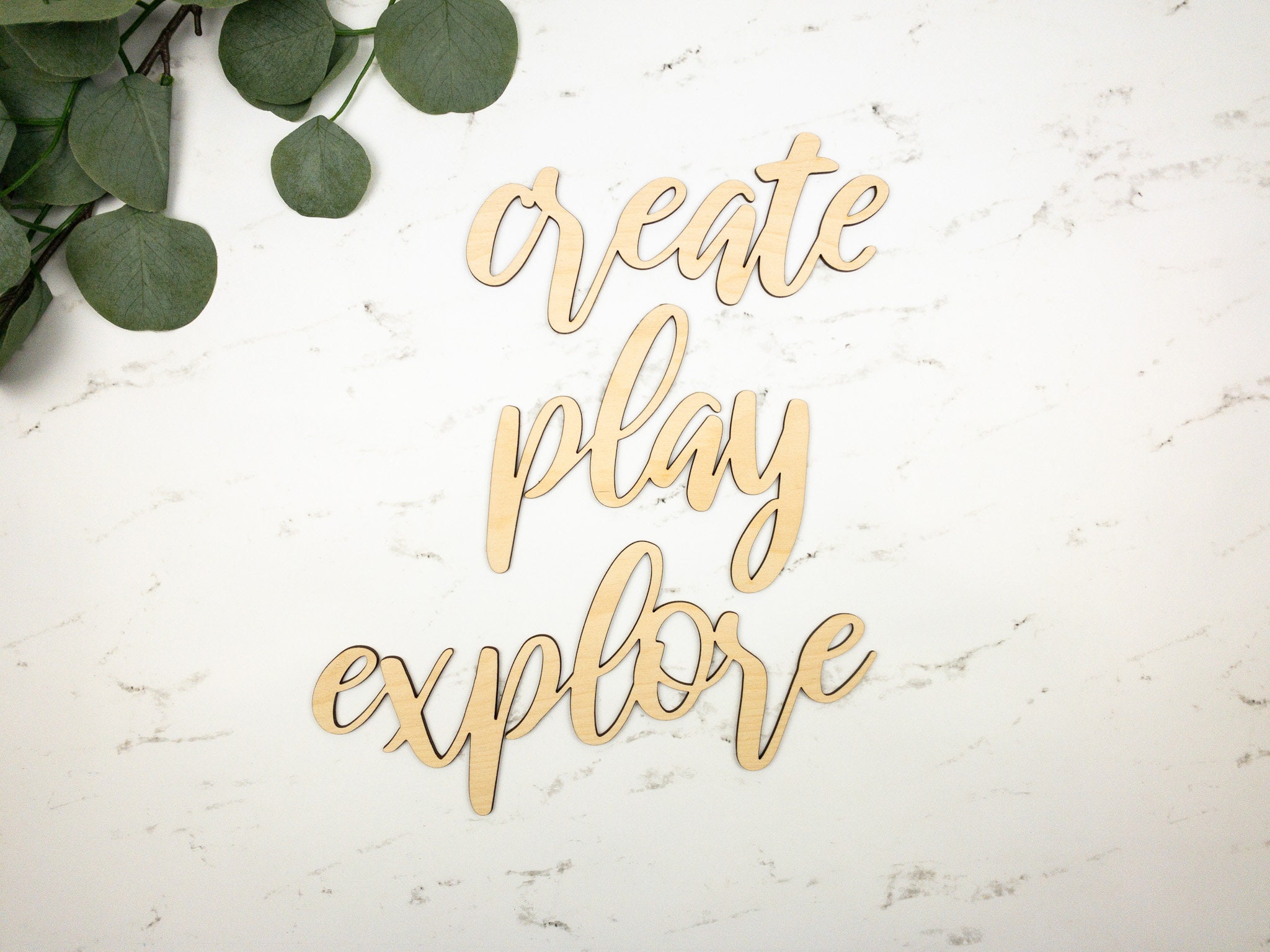 Create Play Explore Wall Decor Wooden Nursery Decor | Etsy