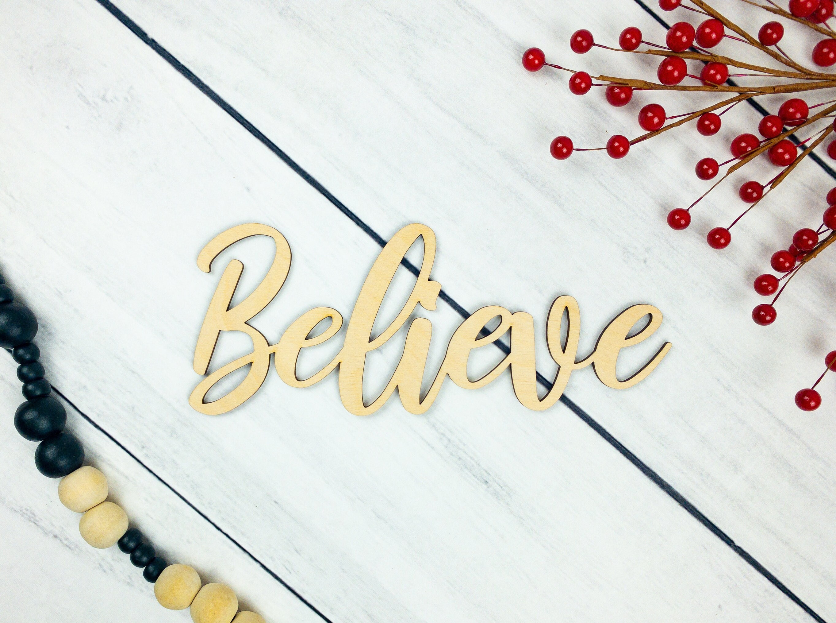 Believe Wood Sign Christmas Wreath Signs Gallery Wall Sign - Etsy