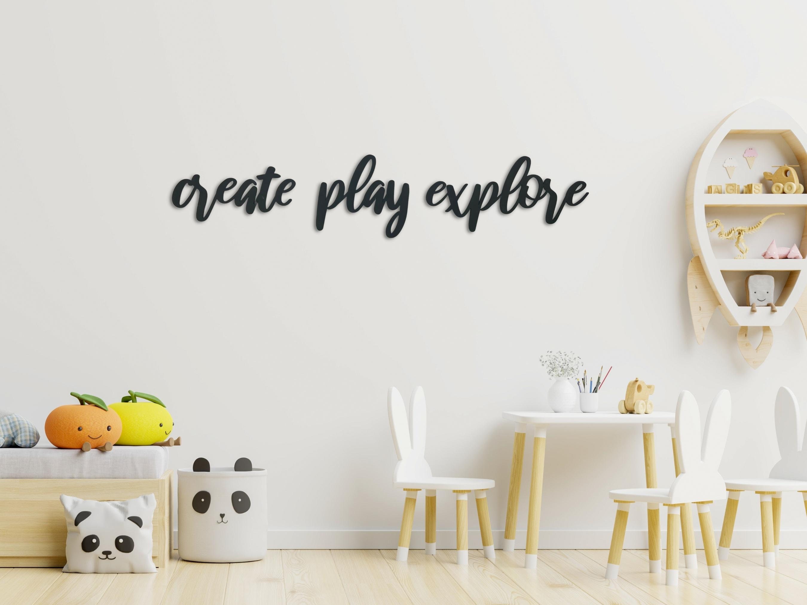 Create Play Explore Wall Decor Wooden Nursery Decor Playroom - Etsy