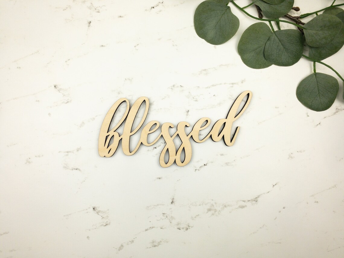 Blessed Wood Sign Rustic Gallery Wall Script Wood Sign DIY | Etsy