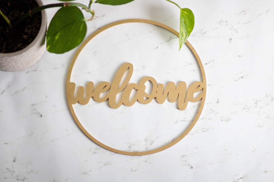 Modern Welcome Wall Sign, Front Door Entrance Decor, Wooden Spring Sign ...