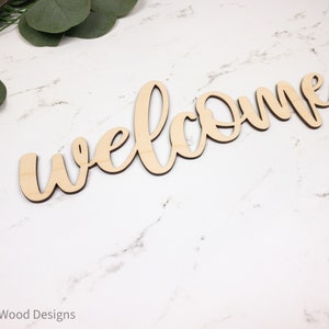 Wooden Welcome Word Cutout Script Welcome Sign Painted | Etsy