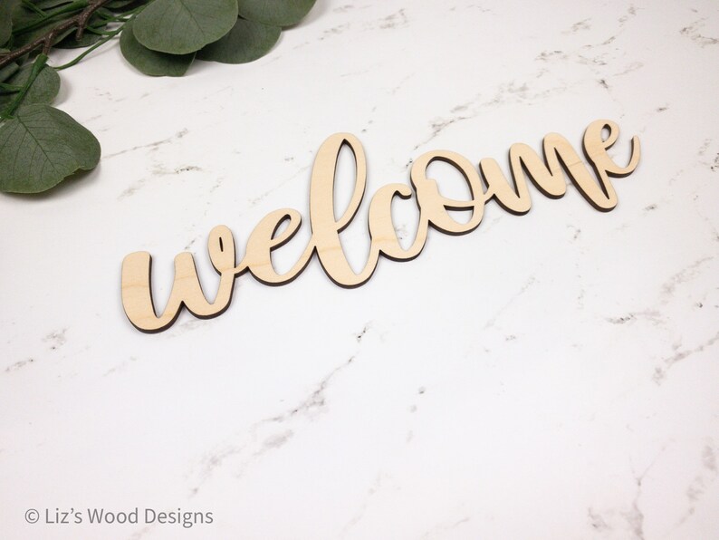 Wooden Welcome Word Cutout Script Welcome Sign Painted | Etsy