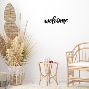 Wooden Welcome Word Cutout, Script Welcome Sign, Painted Welcome Sign ...