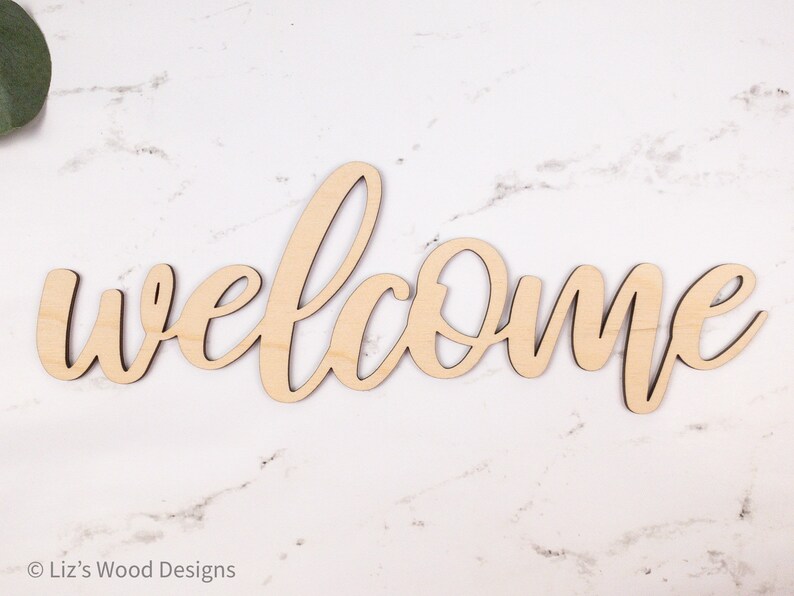 Wooden Welcome Word Cutout Script Welcome Sign Painted | Etsy