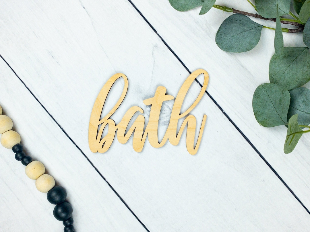Modern Bathroom Wall Sign, Bath Wood Sign, Minimalistic Bathroom Decor ...