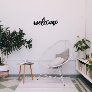 Wooden Welcome Word Cutout, Script Welcome Sign, Painted Welcome Sign ...