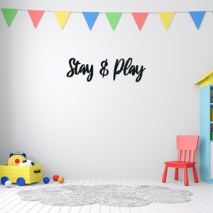 Stay and Play, Wood Playroom Sign, Playroom Wall Sign, Toy Room Wall ...