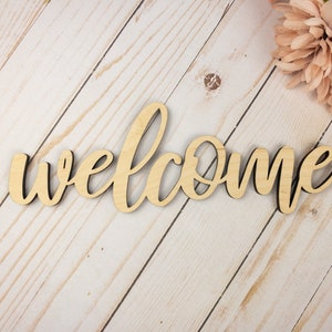 Wooden Welcome Word Cutout Script Welcome Sign Painted | Etsy
