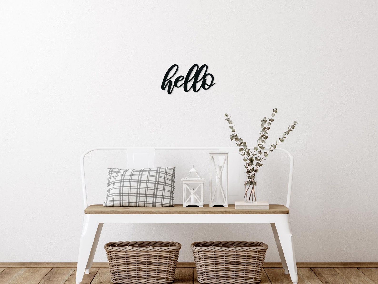 Wooden Hello Sign, Hello Wreath Sign, Wood Word Cutouts, DIY Hello Sign ...
