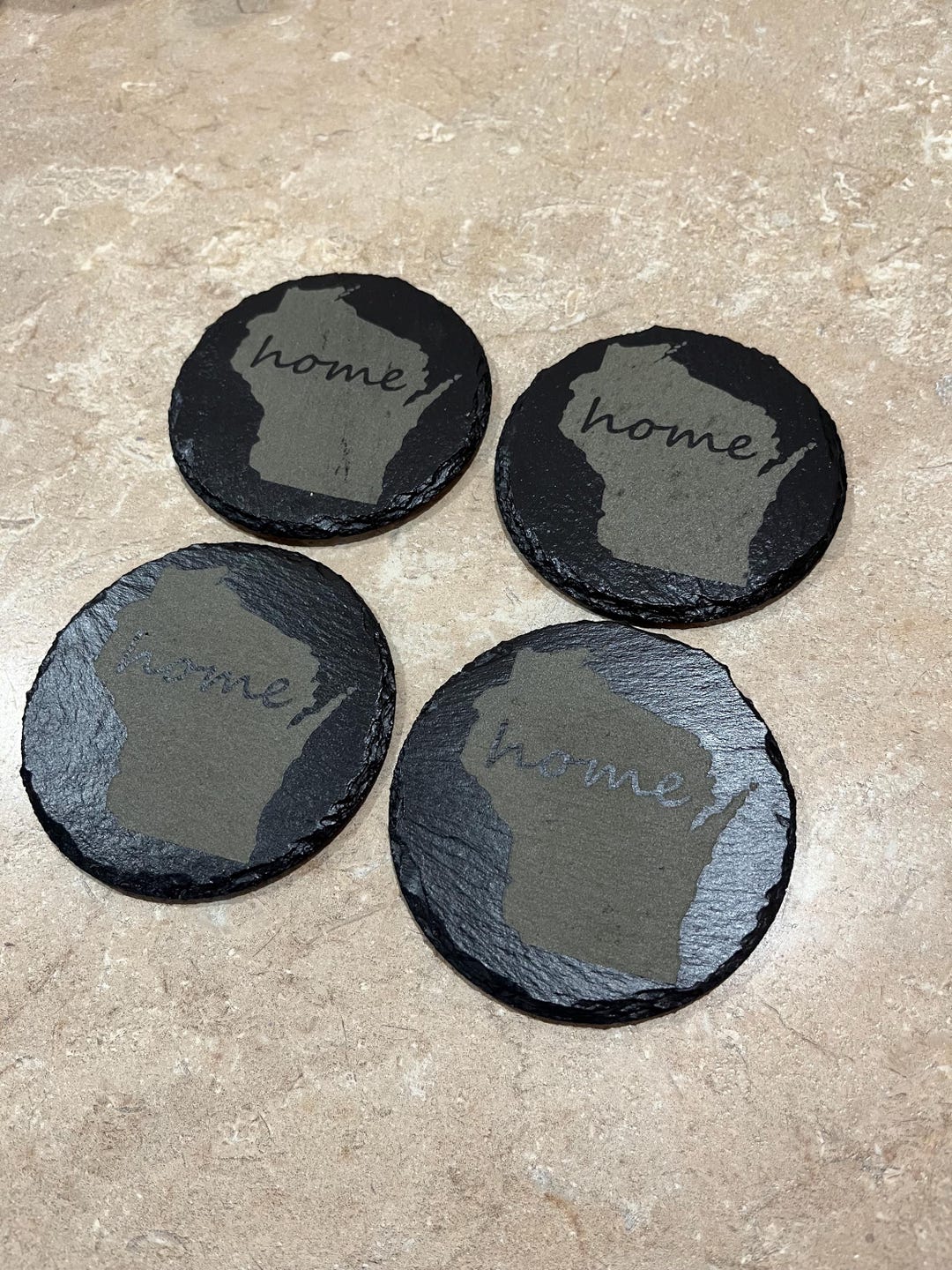 Custom State Slate Coasters Set of 4 Etched With home Perfect for ...