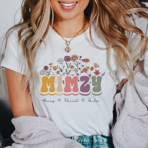 Custom Mimzy Floral Shirt, Personalized Mother's Day Tshirt, Mimzy With ...