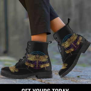 Custom Dragonflies Men and Women Boots, Dragonflies Pattern Booties ...