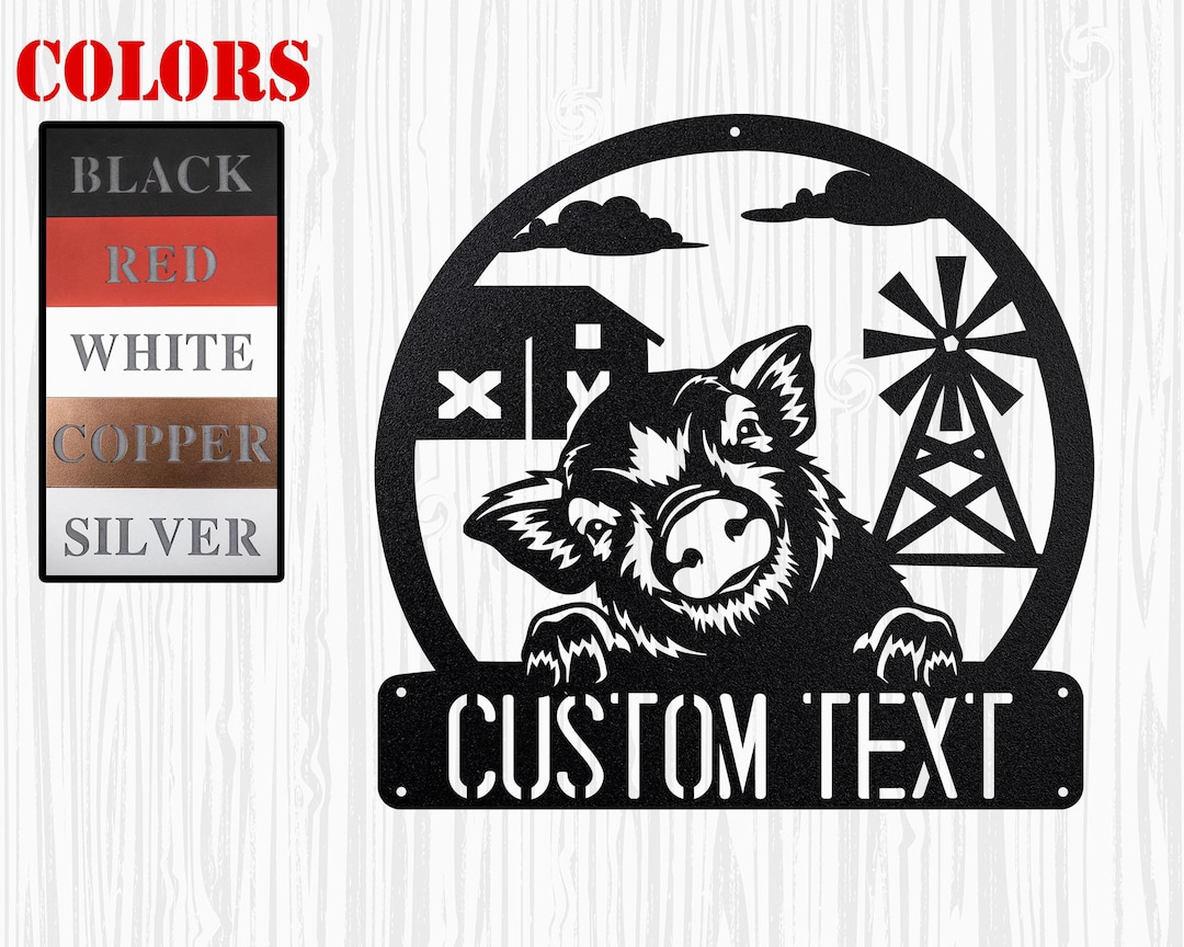Custom Pig Metal Wall Art, Metal Sign for Farmer, Pig Kitchen Decor ...