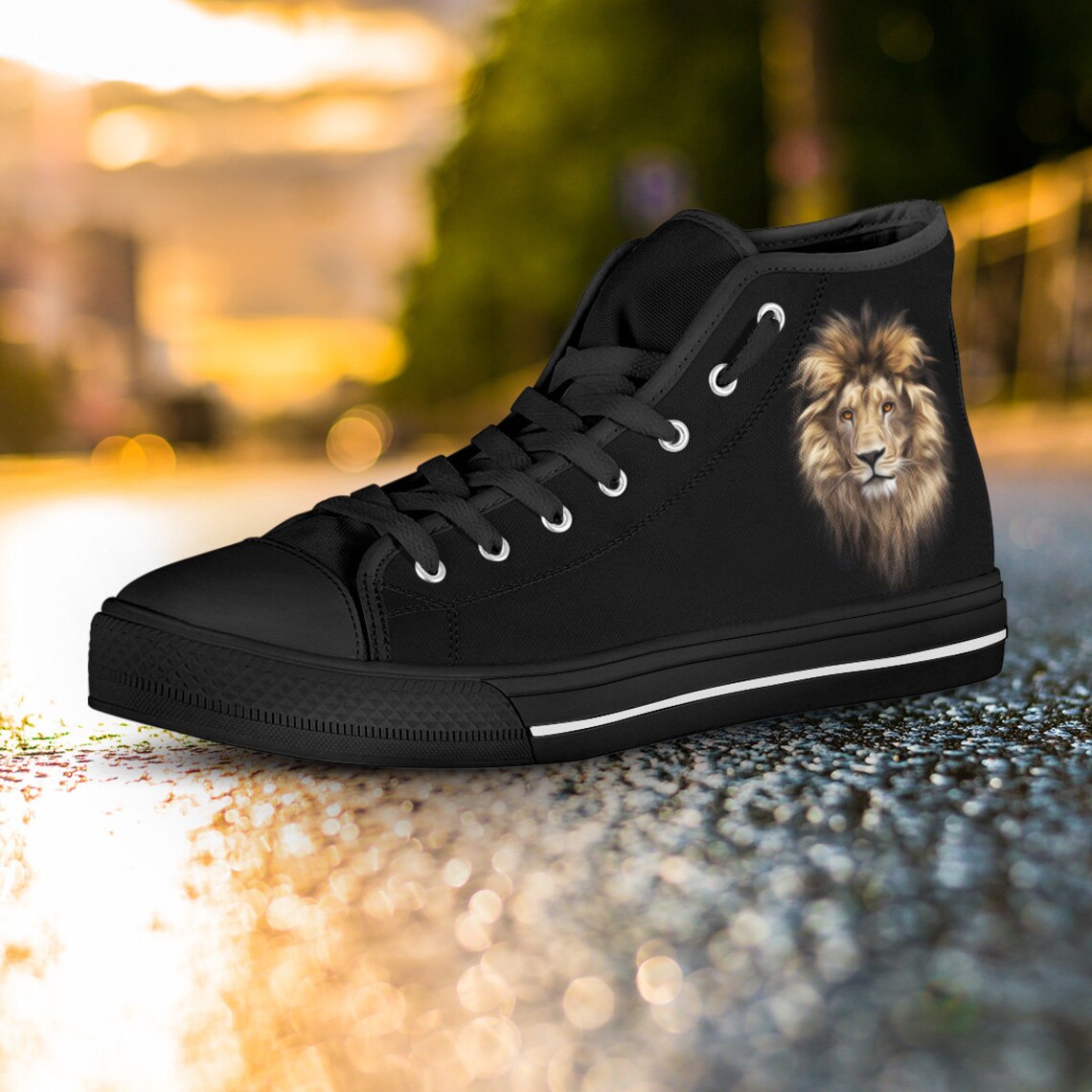 Lion Head Men's And Women's Shoes Lion Shoes Art | Etsy