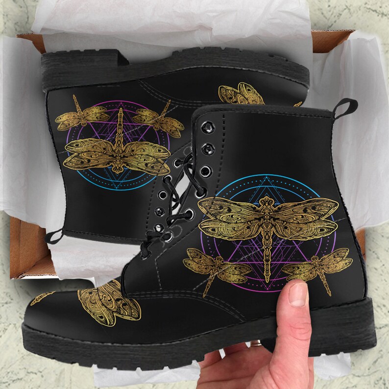 Custom Dragonflies Men and Women Boots, Dragonflies Pattern Booties ...