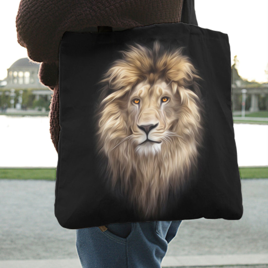 Realistic Lion Head Book Shopping Market Tote Bag, Lion Lover Gift ...