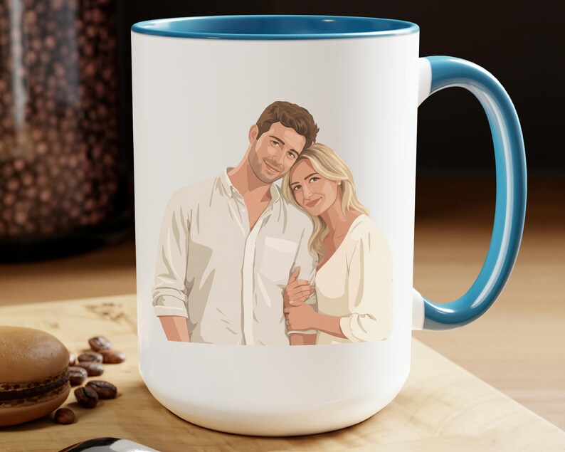 Wedding Personalized Mug for Bride and Groom, Custom Vector Art ...
