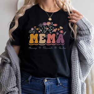Custom Mema Floral Shirt, Personalized Mother's Day Tshirt, Mema With ...