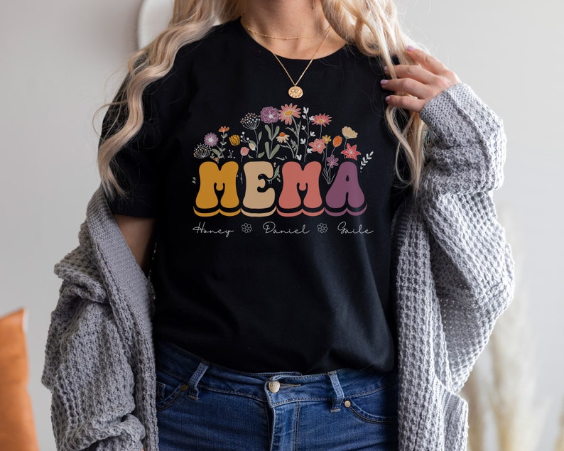 Custom Mema Floral Shirt, Personalized Mother's Day Tshirt, Mema With ...