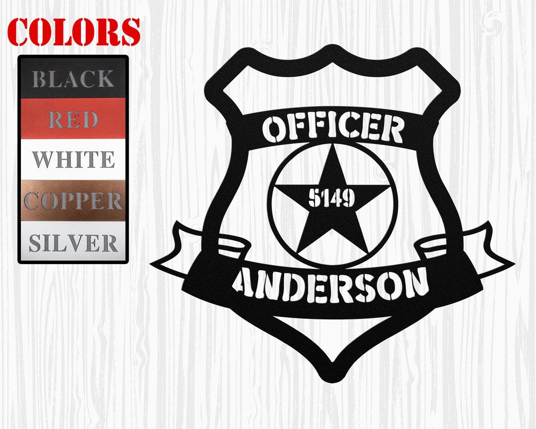 Personalized Police Officer House Sign, Police Badge Metal Wall Art ...