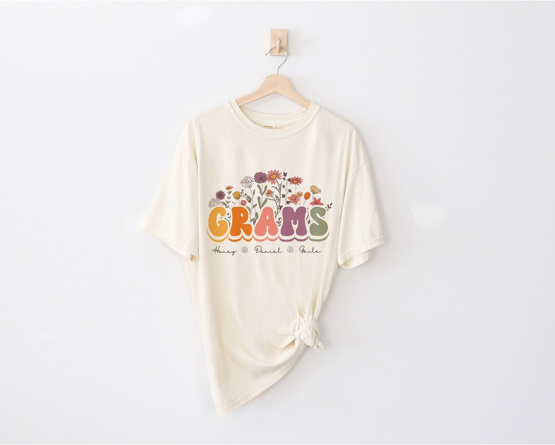 Custom Grams Floral Comfort Colors Shirt, Personalized Mother's Day ...